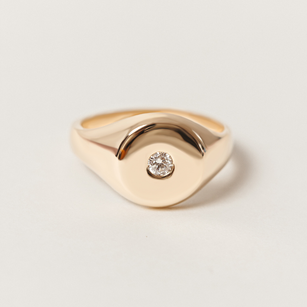 Chelsea Signet Ring .08ct Diamond 9k Yellow Gold – Aristides Fine Jewels